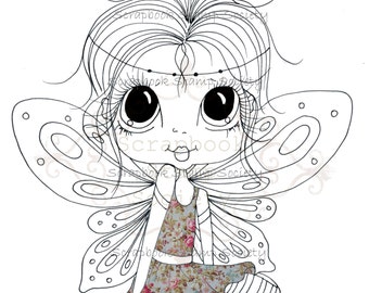 INSTANT DOWNLOAD Digital Digi Stamps Big Eye Big Head Dolls