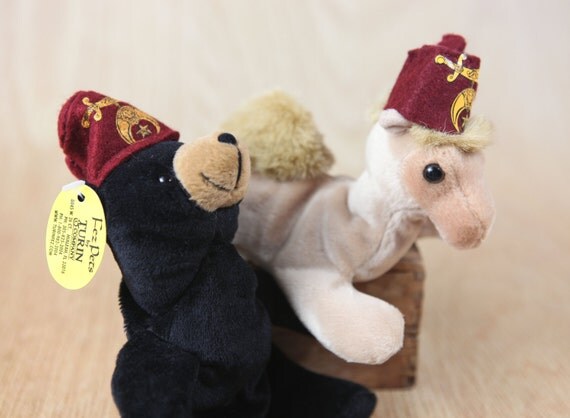 Vintage Shriner Fez Pets by Turin Co. Circus Camel & Bear