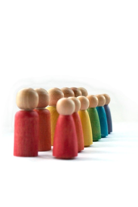 Waldorf Rainbow Peg People Eco Friendly Color Matching Game