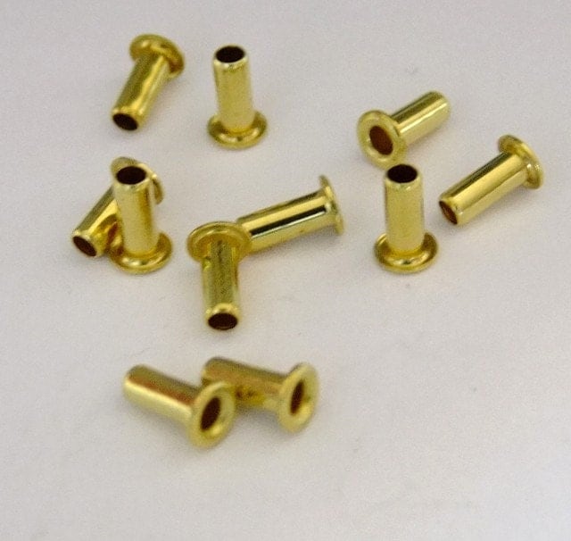 Brass Eyelet Rivets 3/32 Wide x 7/32 Long Package