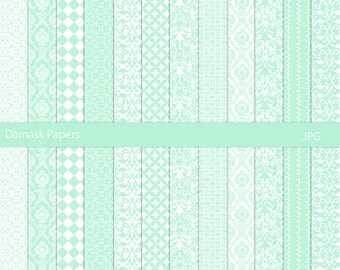 Mint green damask | Etsy