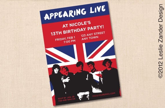 One Direction Birthday Invites