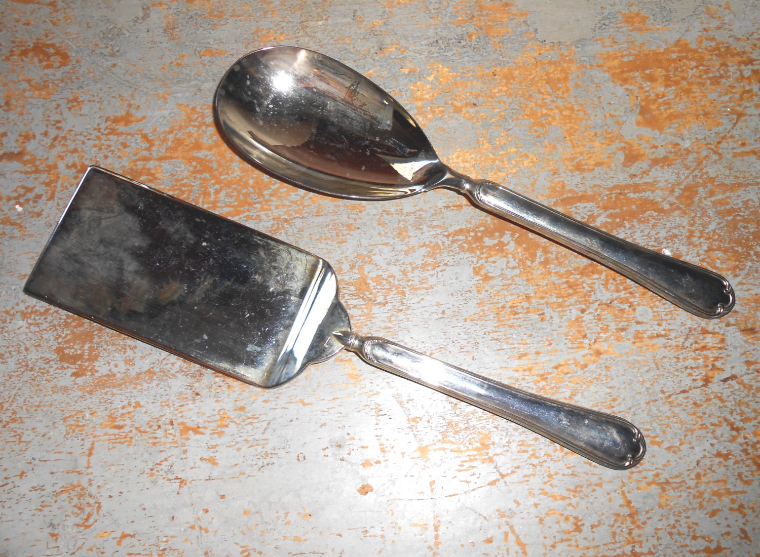 Vintage Spoon, Spatula, Silver, Serving Set, Large, Silver Spoon ...