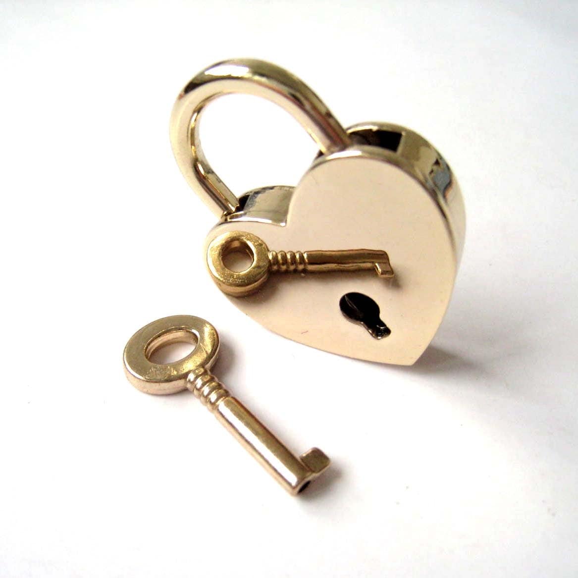Gold Heart Lock Key Set for Hand Bag Clutch Backpack 1pc