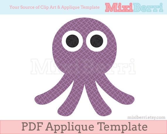 Octopus Applique Template PDF