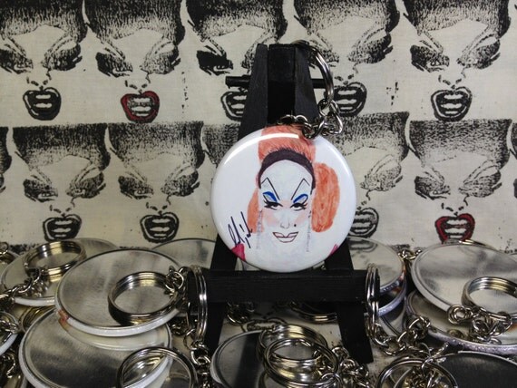 Pink Flamingos Babs Johnson Divine original artwork keychain