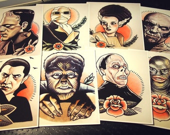 Evil Dead Classic Ash Tattoo Flash 11x17 by ParlorTattooPrints