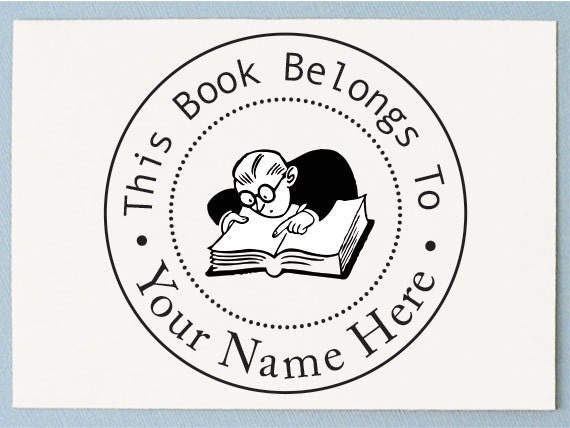 Personalized Library Stamp Kid Reading Book Design LB03