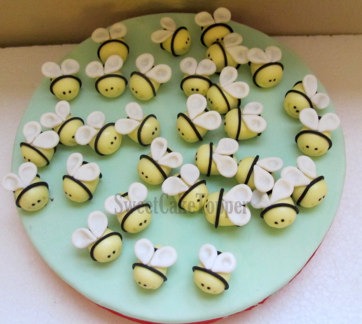 Bumble Bee Cupcake Topper Handmade Edible Fondant Cupcake