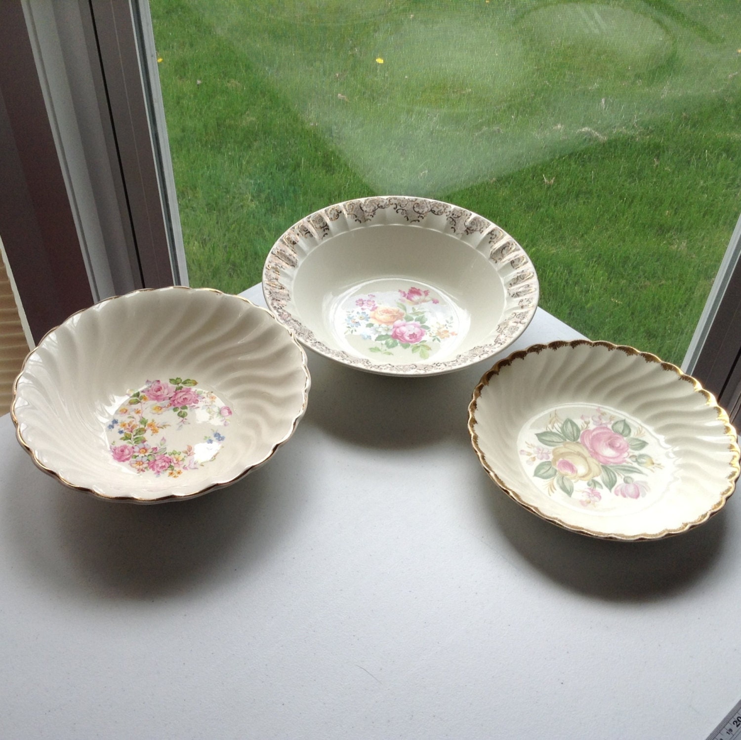 Serving Bowl, Vegetable, Floral Pattern, Gold Trim, China, Porcelain ...
