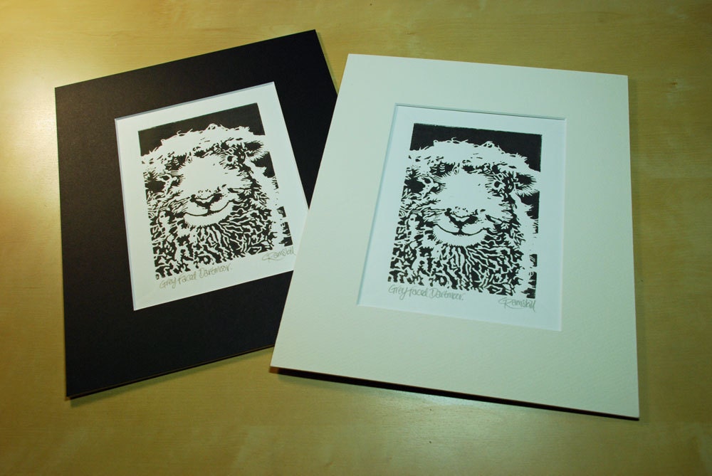 Sheep art print Dartmoor Sheep Linocut Original hand-pulled