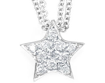 Diamond Star Necklace Small White Gold natural Diamond Star
