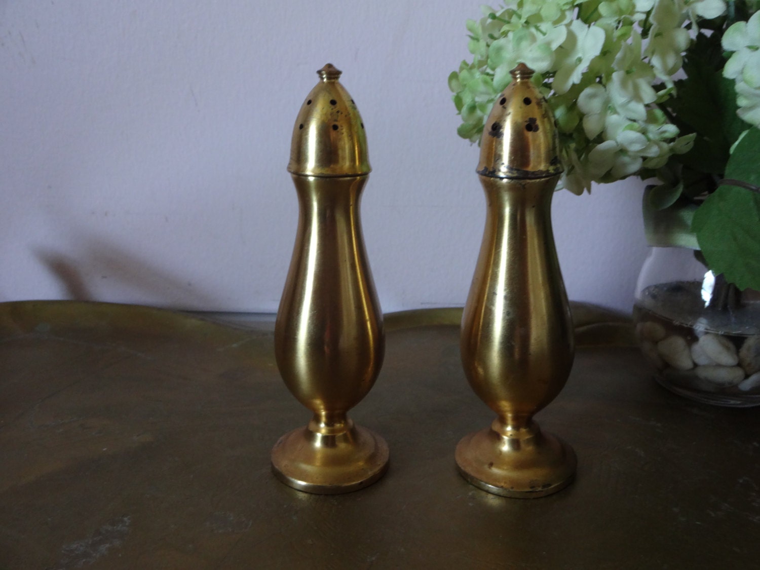GOLD METAL SET Salt and Pepper Shaker set, not perfect, but perfectly ...