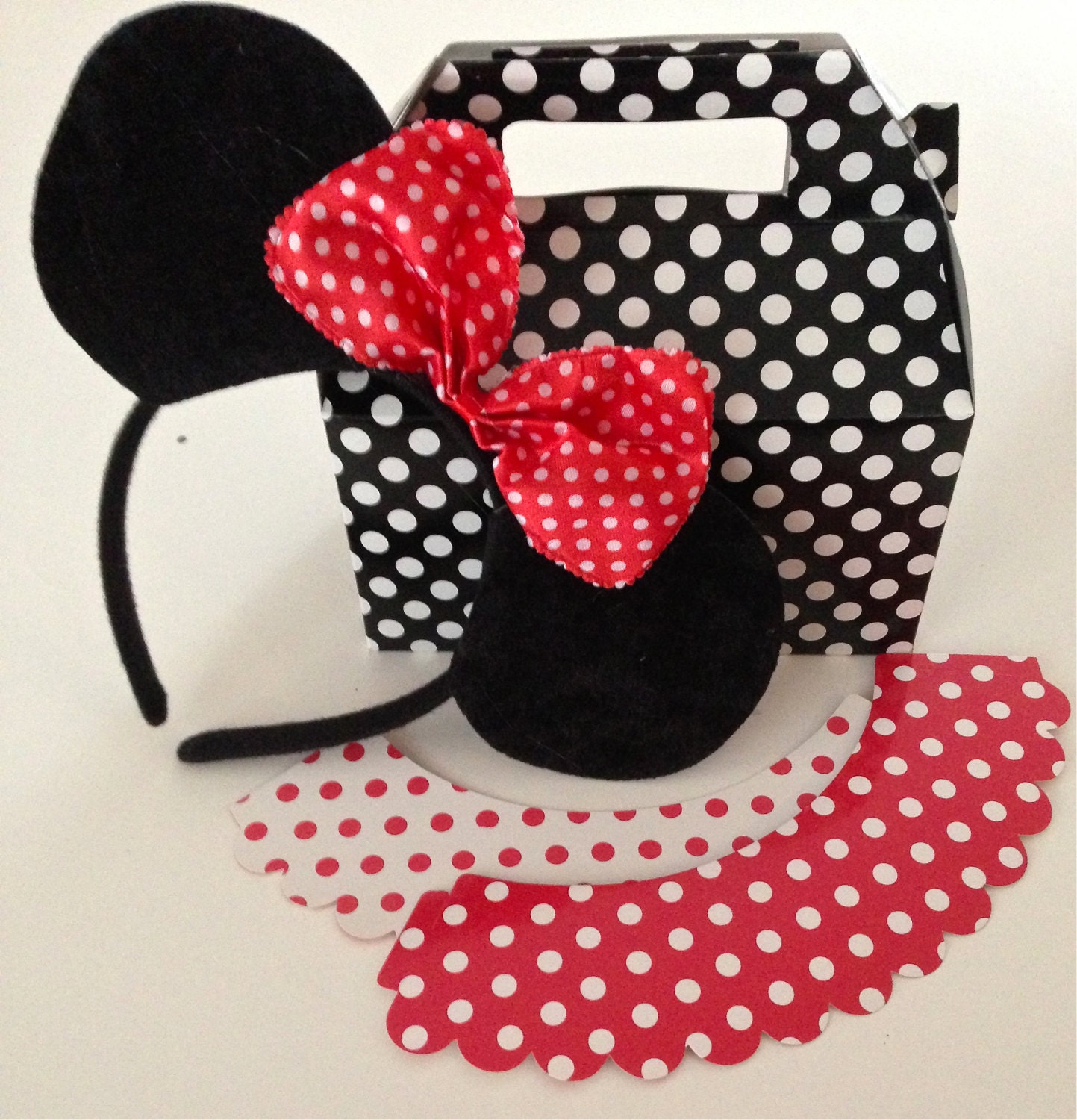 12 Mini Red Polka Dot Gable Gift Favor Boxes ABSOLUTELY