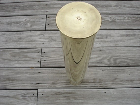 Antique Solid Brass Artillery Shell 90 MM World War II 1945