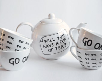 Go On - Irish Humour Comedy Tea Set Teapot Birthday Wedding Gift