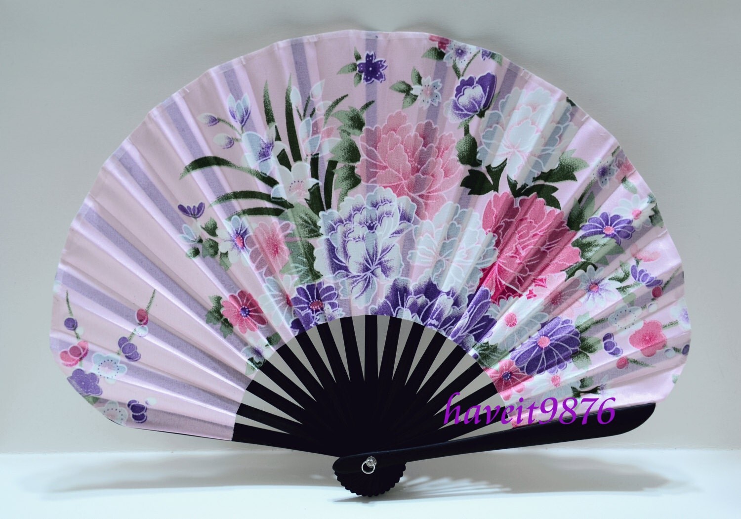 Japanese Hand Fan Multi Color:Pink/Deep Pink Shell-shaped