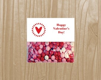 Printable Valentine's Day heart treat bag topper - instant download