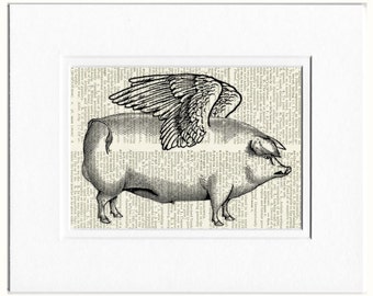 Flying pig print | Etsy