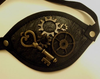 Darkwear Clothing - Black Ostrich Leather Steampunk Eyepatch Costume ...