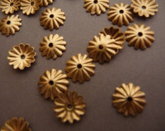 12 Brass Caps Brass Leaf Ornate by BlueLadore on Etsy