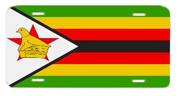 Zimbabwe Flag License Plate Metal Wall Sign for Auto by BlingSity