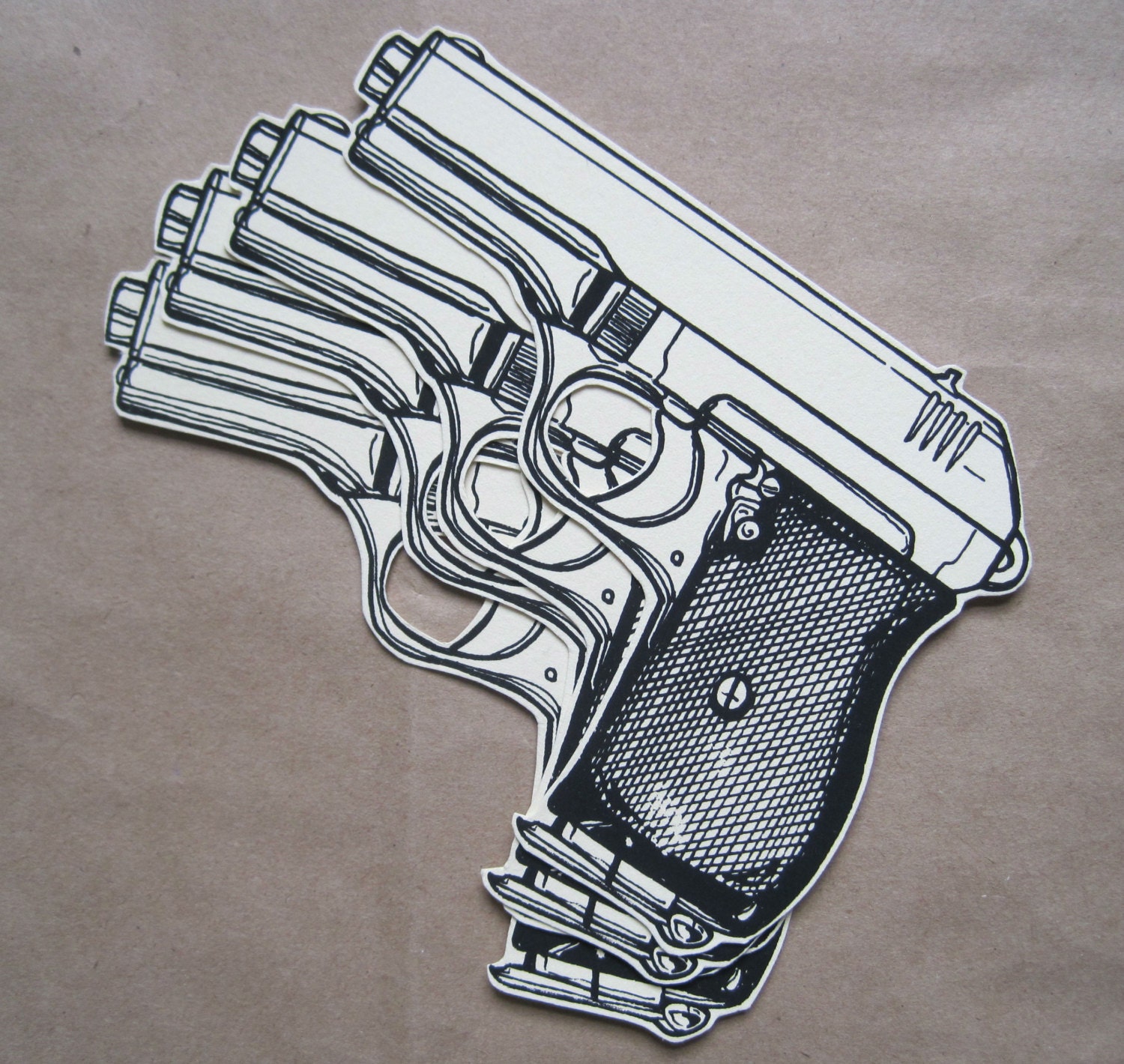 Black Paper Cut-out Guns original screen by lanydevening on Etsy
