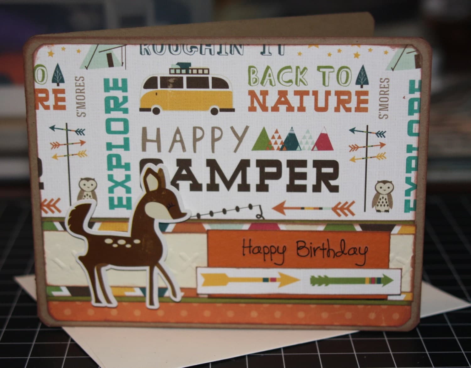 Items similar to Handmade Happy Birthday Card Camping Outdoors Animals ...