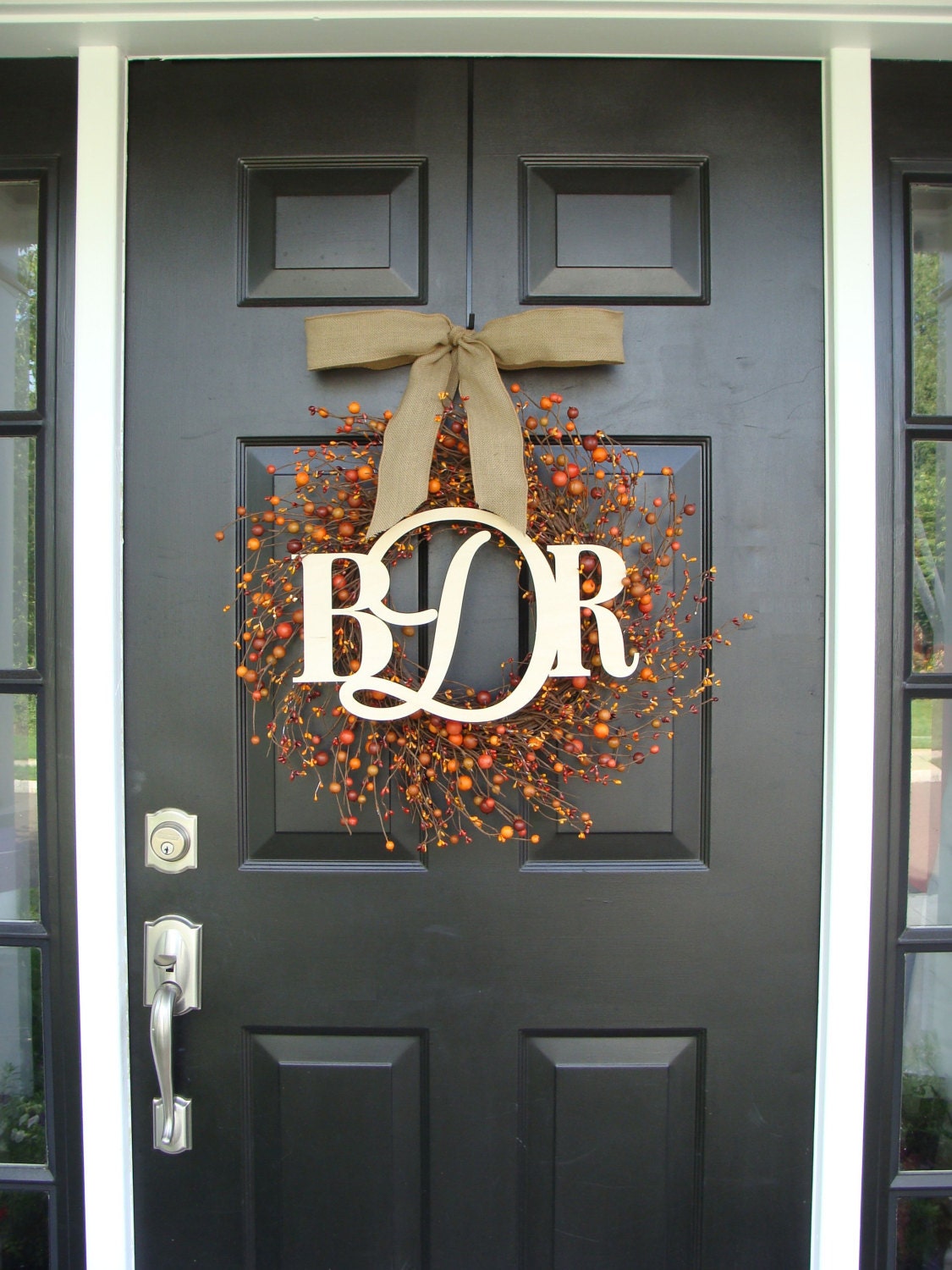 Three Letter Monogram Wreath Monogram Berry Wreath with