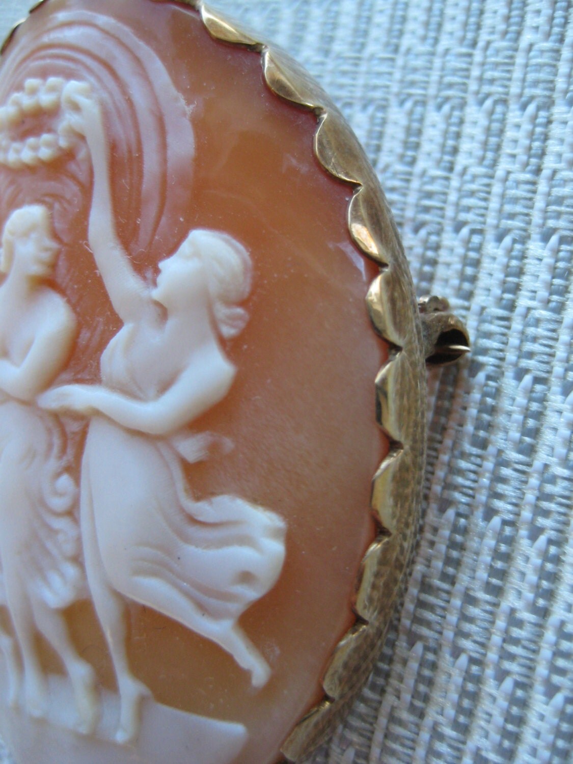 GOLD CAMEO Brooch 1800s Three Dancing Muses by hereitisIfoundit