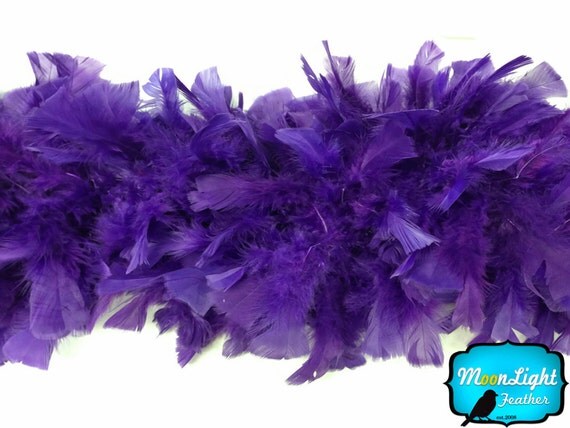 Large Boa 2 Yards PURPLE Turkey Flat Feather Boa 150 gram