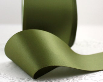 Green satin ribbon | Etsy