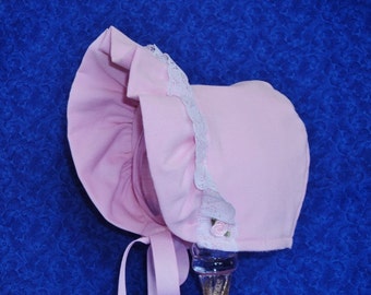 Winter Baby Bonnet in Pink Corduroy and Fleece