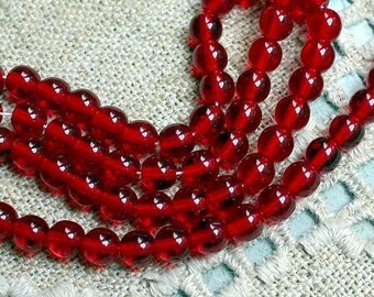 Round red beads | Etsy