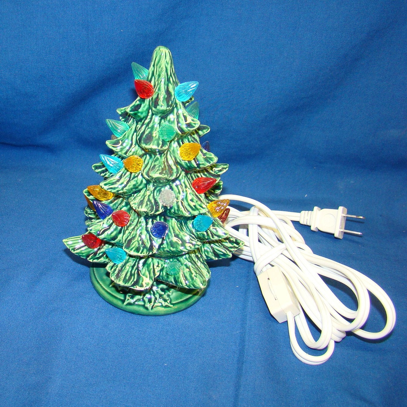 7 inch GREEN ceramic Christmas tree handmadewith electric