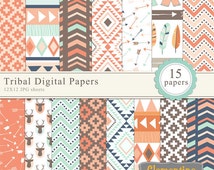 Unique tribal digital paper related items | Etsy