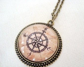 Compass pendant necklace, inspirational jewelry