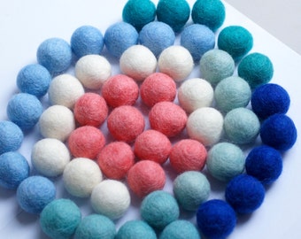 100% Wool Felt Balls with beads 50 pcs 1 inch 23mm pure by 8natur