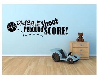 Dribble Rebound Shoot Score Basketball Wood Sign
