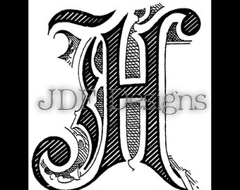 Letter h monogram | Etsy