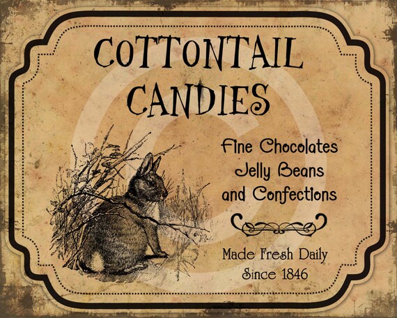 Primitive Easter Peter Cottontail Candies Feedsack Feed Sack