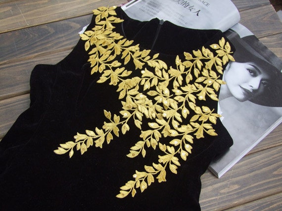Items similar to Gold Leaf Applique Embroidery Cotton Applique on Etsy