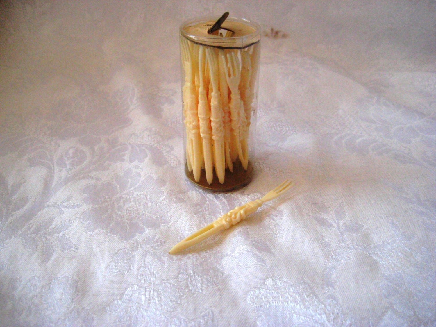 ivory colored celluloid toothpicks, set of vintage toothpicks, Asian ...