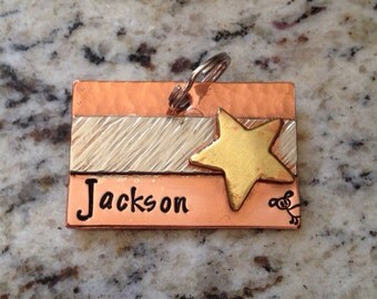 Hand stamped metal pet ID tag dog ID Tag personalized