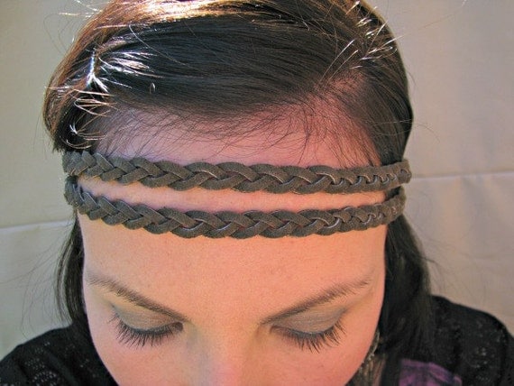 Items Similar To Braided Boho Hippie Headband Dark Brown Suede Leather