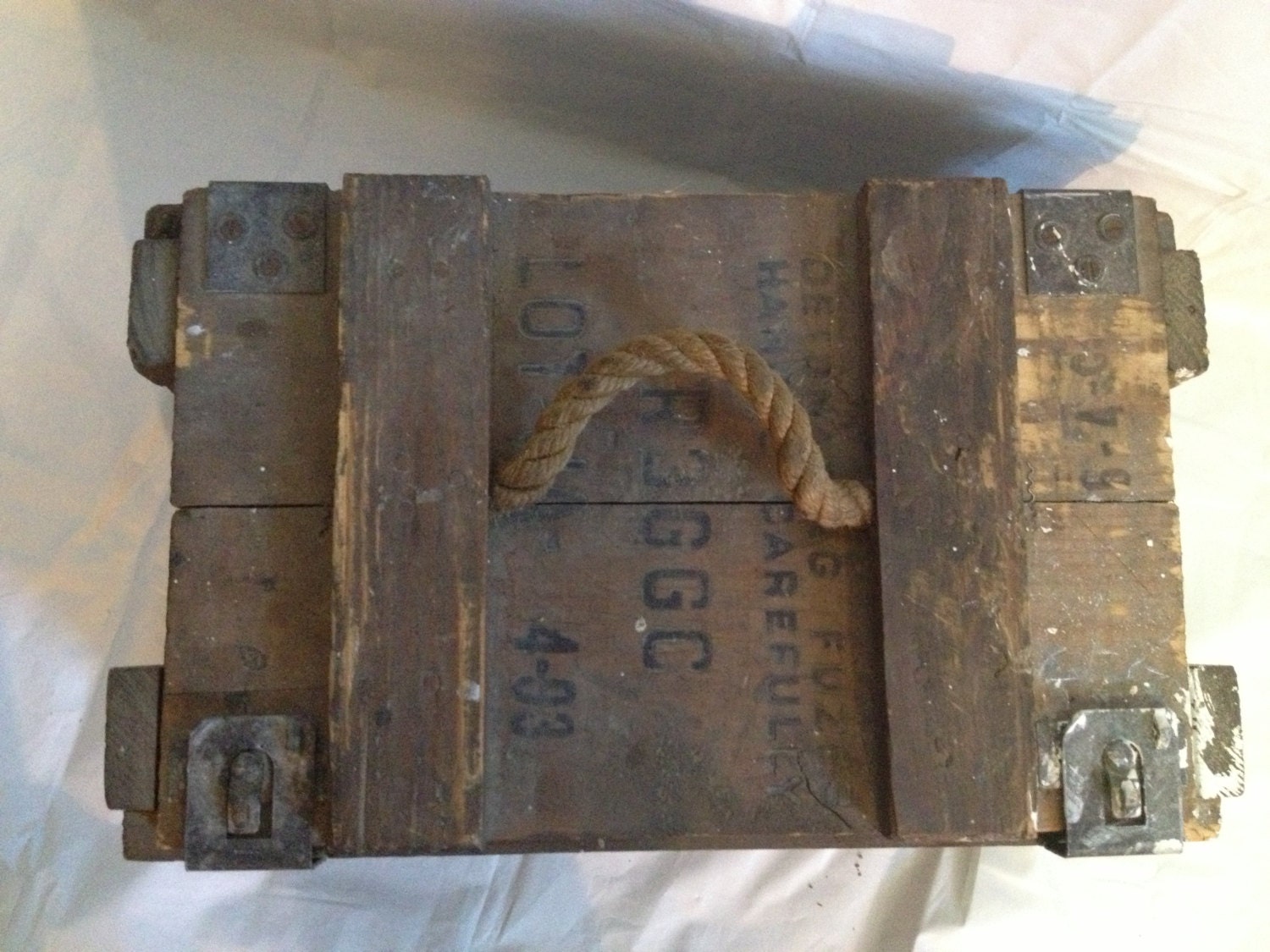 Antique Wooden Explosives Crate Dynamite Case Rope Handle