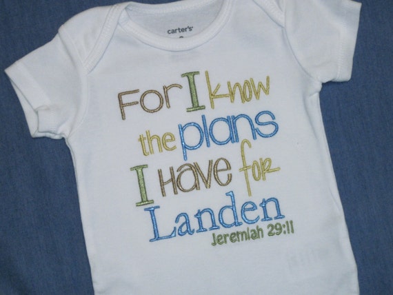 Bible verse Baby Boy bodysuit Jeremiah by SassyJunebugDesigns