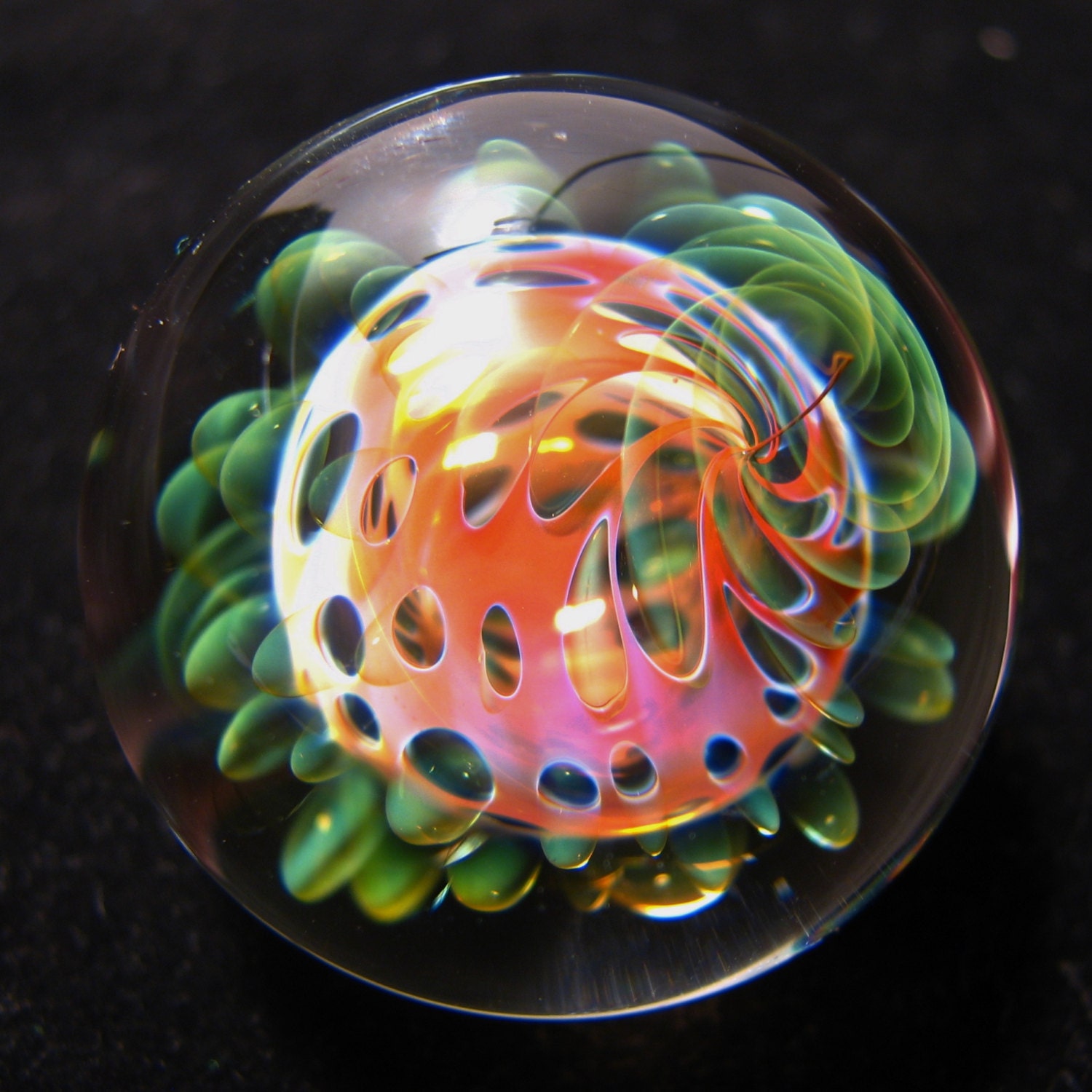 Hand made glass marble by Andrew Groner.