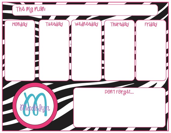 Fun Weekly Calendar Template