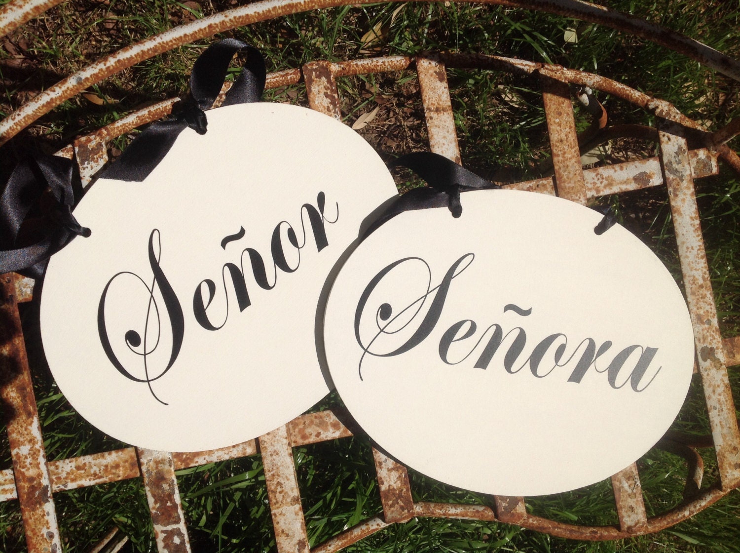 Senora & Senorita Spanish Mr Mrs Chair Signs by CastleInnDesigns